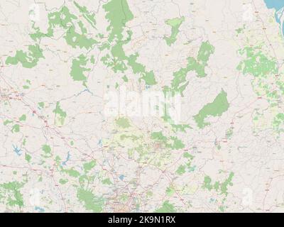 Hidalgo, state of Mexico. Open Street Map. Locations and names of major ...