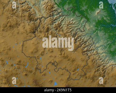 Hidalgo, state of Mexico. Colored elevation map with lakes and rivers ...