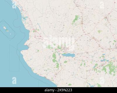 Jalisco, state of Mexico. Open Street Map. Locations and names of major ...