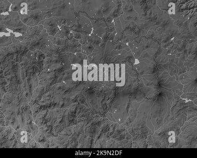 Mexico, state of Mexico. Grayscale elevation map with lakes and rivers ...
