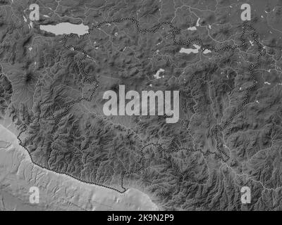 Michoacan, state of Mexico. Grayscale elevation map with lakes and ...