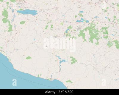 Michoacan, state of Mexico. Open Street Map. Locations of major cities ...