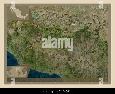 Michoacan, state of Mexico. High resolution satellite map. Locations ...