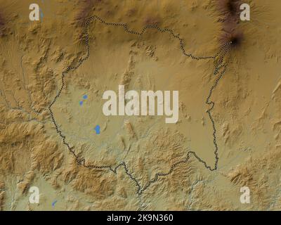 Morelos, state of Mexico. Colored elevation map with lakes and rivers ...
