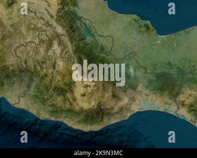 Oaxaca, state of Mexico. Low resolution satellite map. Locations and ...