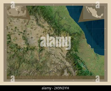 Puebla, state of Mexico. High resolution satellite map. Locations and ...