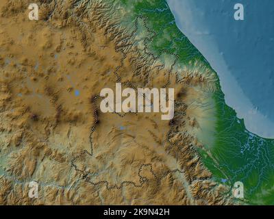 Puebla, state of Mexico. Colored elevation map with lakes and rivers ...