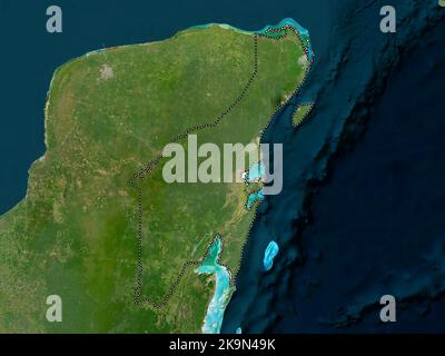 Quintana Roo, state of Mexico. High resolution satellite map. Corner ...