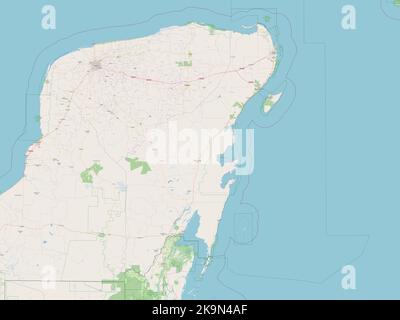 Quintana Roo, state of Mexico. Open Street Map. Locations of major ...