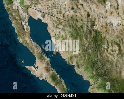 Sonora, state of Mexico. High resolution satellite map. Locations and ...