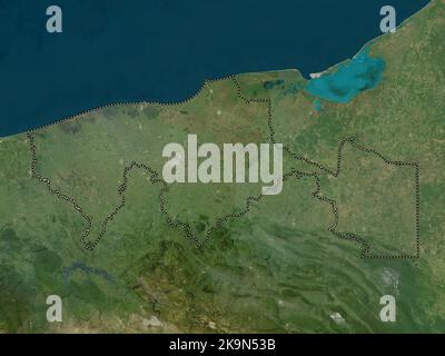 Tabasco, state of Mexico. Low resolution satellite map. Locations of ...