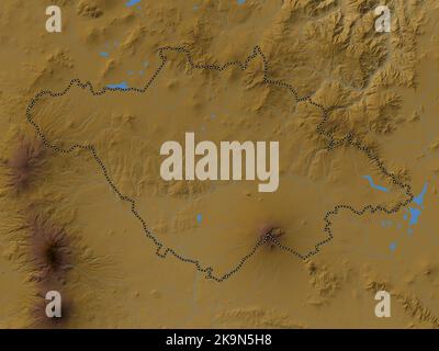 Tlaxcala, state of Mexico. Colored elevation map with lakes and rivers ...