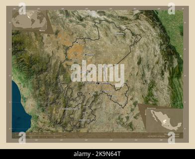 Zacatecas, state of Mexico. High resolution satellite map. Corner ...