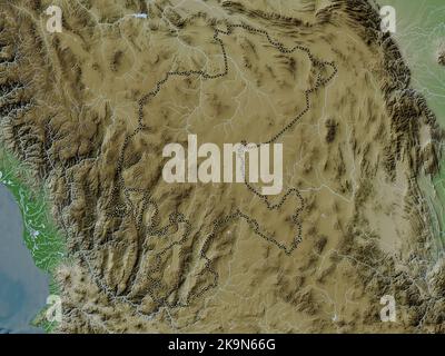Zacatecas, state of Mexico. Colored elevation map with lakes and rivers ...