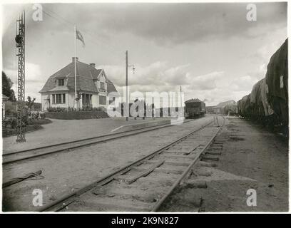 View of Dalsjöfors. The station designed by architect Rudolf Lange and ...