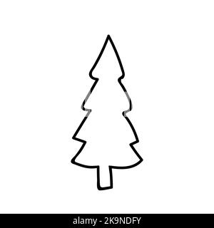 Stylized spruce tree in lineart style. Vector illustration Stock Vector ...