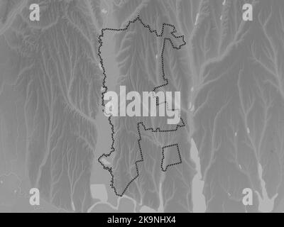 Cahul, district of Moldova. Grayscale elevation map with lakes and ...