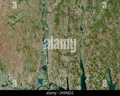 Cahul, district of Moldova. High resolution satellite map. Locations of ...