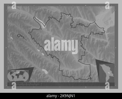 Chisinau, city of Moldova. Grayscale elevation map with lakes and ...