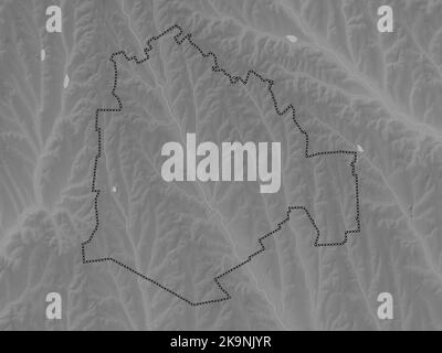 Cimislia, district of Moldova. Grayscale elevation map with lakes and ...