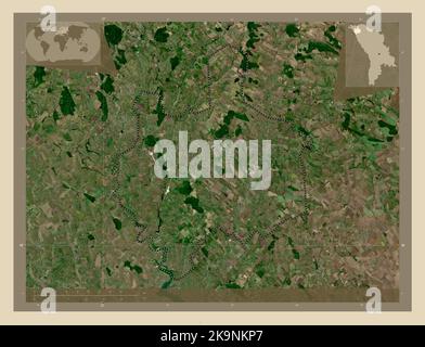 Edinet, district of Moldova. High resolution satellite map. Corner ...
