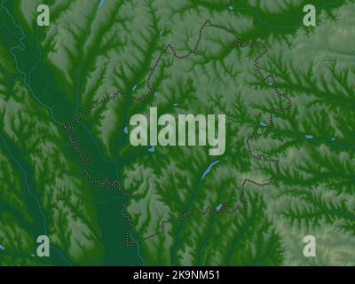 Falesti, district of Moldova. Colored elevation map with lakes and ...
