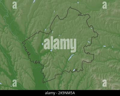 Falesti, district of Moldova. Colored elevation map with lakes and ...