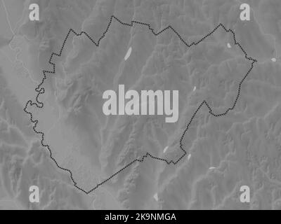 Glodeni, district of Moldova. Grayscale elevation map with lakes and ...