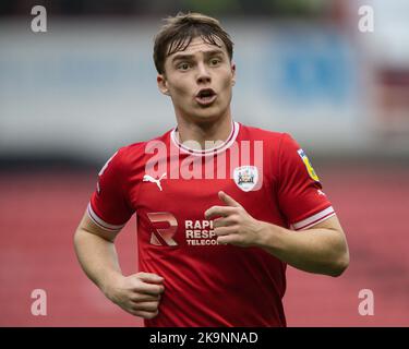 Luca Connell #48 of Barnsley during the pre-game warmup ahead of the ...