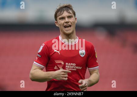 Luca Connell #48 of Barnsley during the pre-game warmup ahead of the ...