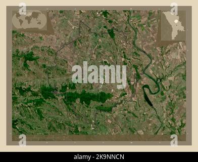 Orhei, district of Moldova. High resolution satellite map. Locations of ...