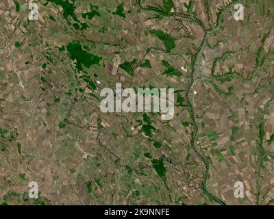 Rezina, district of Moldova. Low resolution satellite map. Locations ...