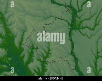 Rezina, district of Moldova. Colored elevation map with lakes and ...