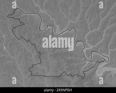 Soroca, district of Moldova. Grayscale elevation map with lakes and ...