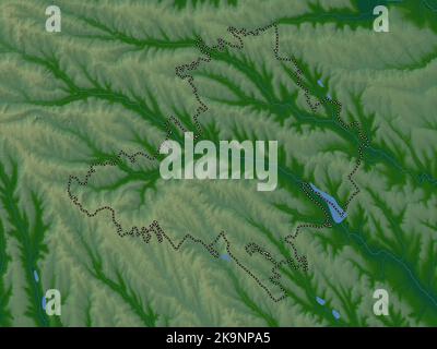 Straseni, district of Moldova. Colored elevation map with lakes and ...