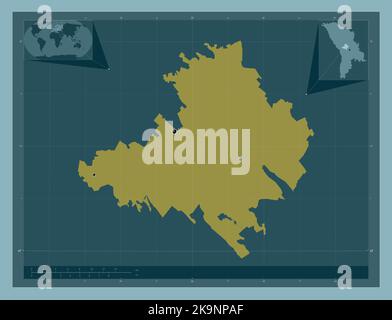 Straseni, district of Moldova. Solid color shape. Locations and names ...