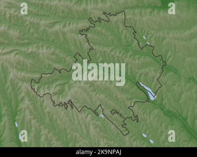 Straseni, district of Moldova. Colored elevation map with lakes and ...