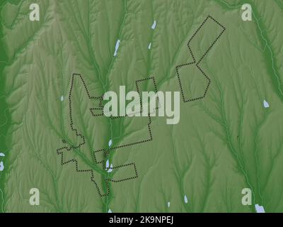 Taraclia, district of Moldova. Colored elevation map with lakes and ...