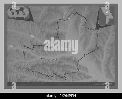 Telenesti, district of Moldova. Grayscale elevation map with lakes and ...
