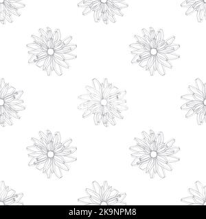 Seamless botanical pattern with rudbeckia flowers and wreaths. Herbal ...