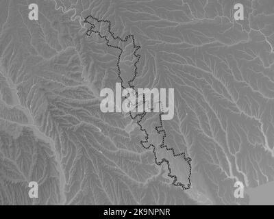Transnistria, territorial unit of Moldova. Grayscale elevation map with ...