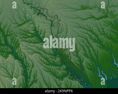 Transnistria, territorial unit of Moldova. Colored elevation map with ...
