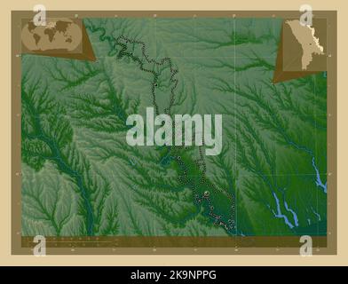 Transnistria, territorial unit of Moldova. Colored elevation map with ...