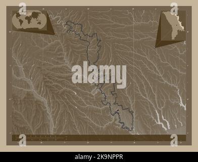 Transnistria, territorial unit of Moldova. Colored elevation map with ...