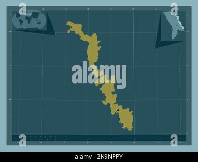 Transnistria, territorial unit of Moldova. Solid color shape. Locations ...
