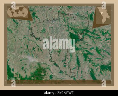 Ungheni, district of Moldova. Low resolution satellite map. Locations ...