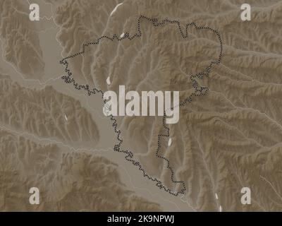 Ungheni, district of Moldova. Colored elevation map with lakes and ...