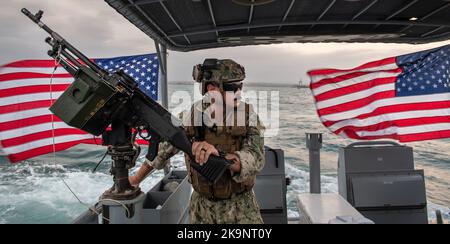 A Maritime Expeditionary Security Squadron 1 (MSRON 1) Sea Ark patrol ...