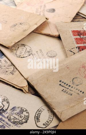 Postal letters from evacuation in time of Second World War Stock Photo ...