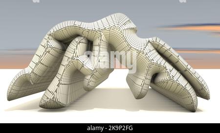 A 3D Illustration of a modeled architectural structure of a snake ...